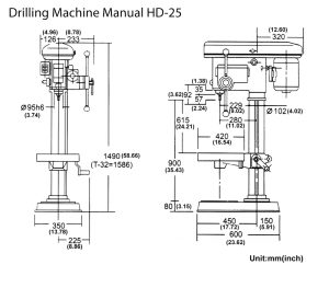 HORNG-DAR HD-25 แท่นสว่าน 2HP 380V สามารถเจาะได้ 25 มิล