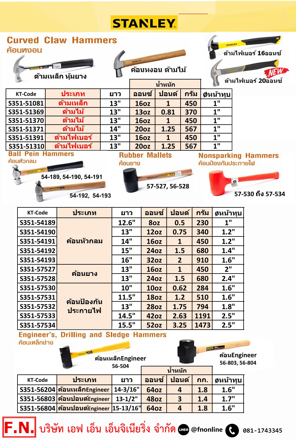 STANLEY 57-532A ค้อนป้องกันประกายไฟ 28 ออนซ์